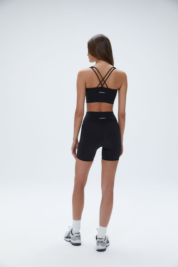Racer Back/Cross Back Sports Bra - Black | Adanola