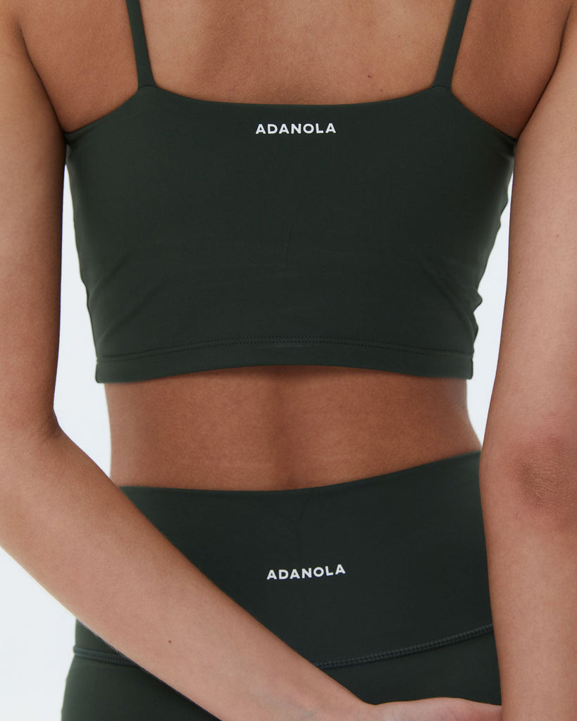 Dark Olive Tank Bra Workout Top | Adanola