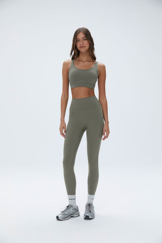 Racer Back/Cross Back Sports Bra - Olive Green | Adanola