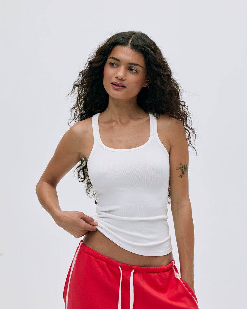 Rib Racer Seam Detail Vest - White