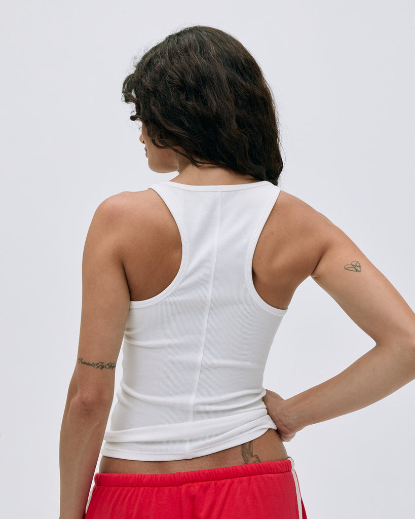 Rib Racer Seam Detail Vest - White