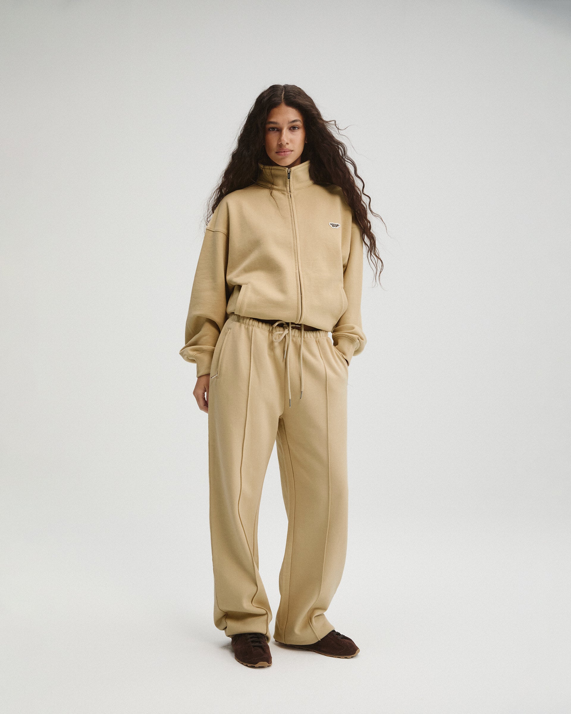 Pintuck Straight Leg Sweatpants - Caramel Beige – Adanola