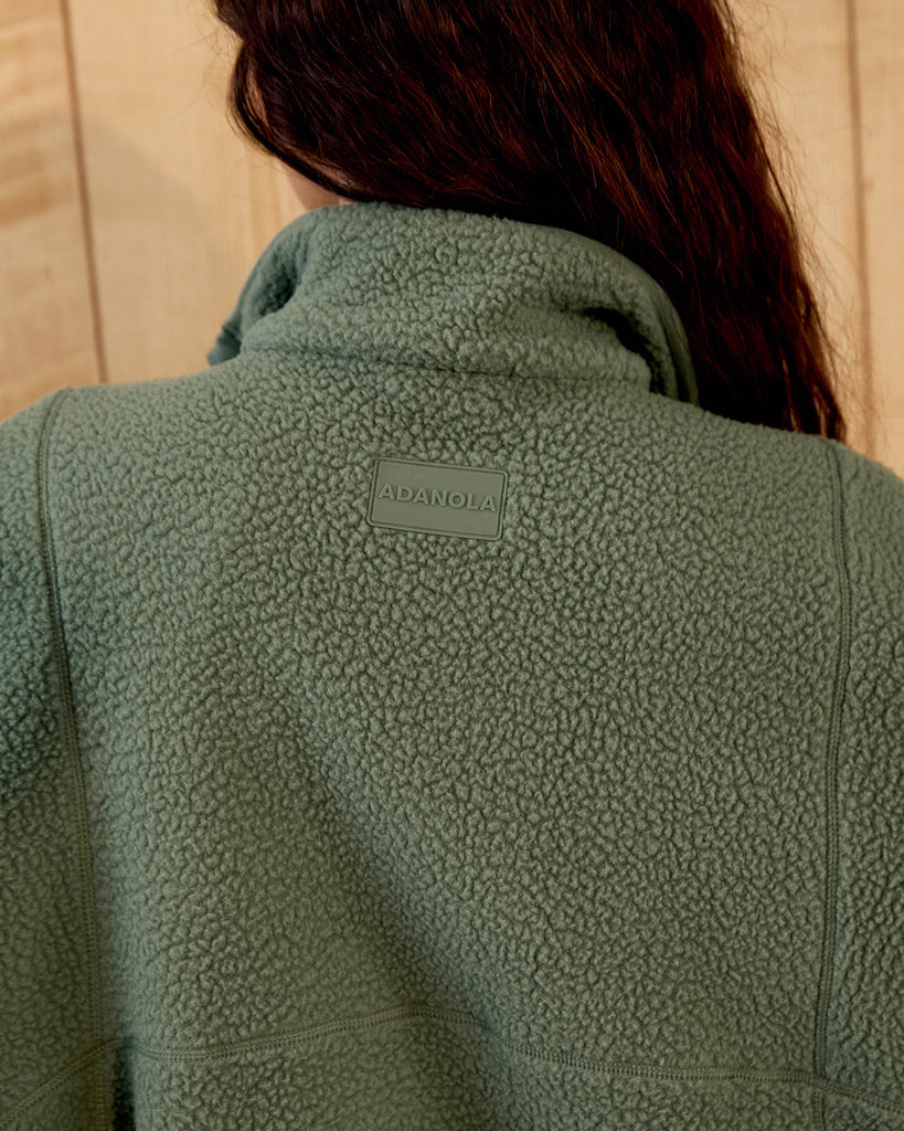 Seam Detail Quarter Zip Polar Fleece - Eden Green