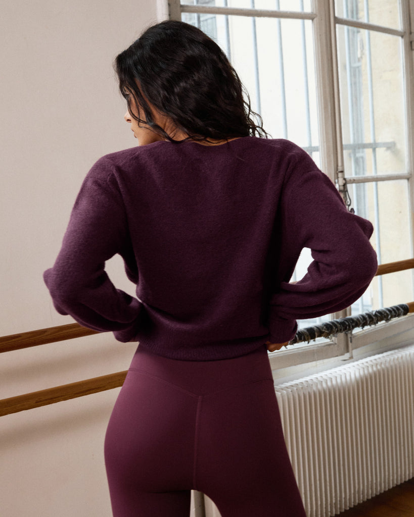 Knit Wrap Over Cardigan - Dark Cherry