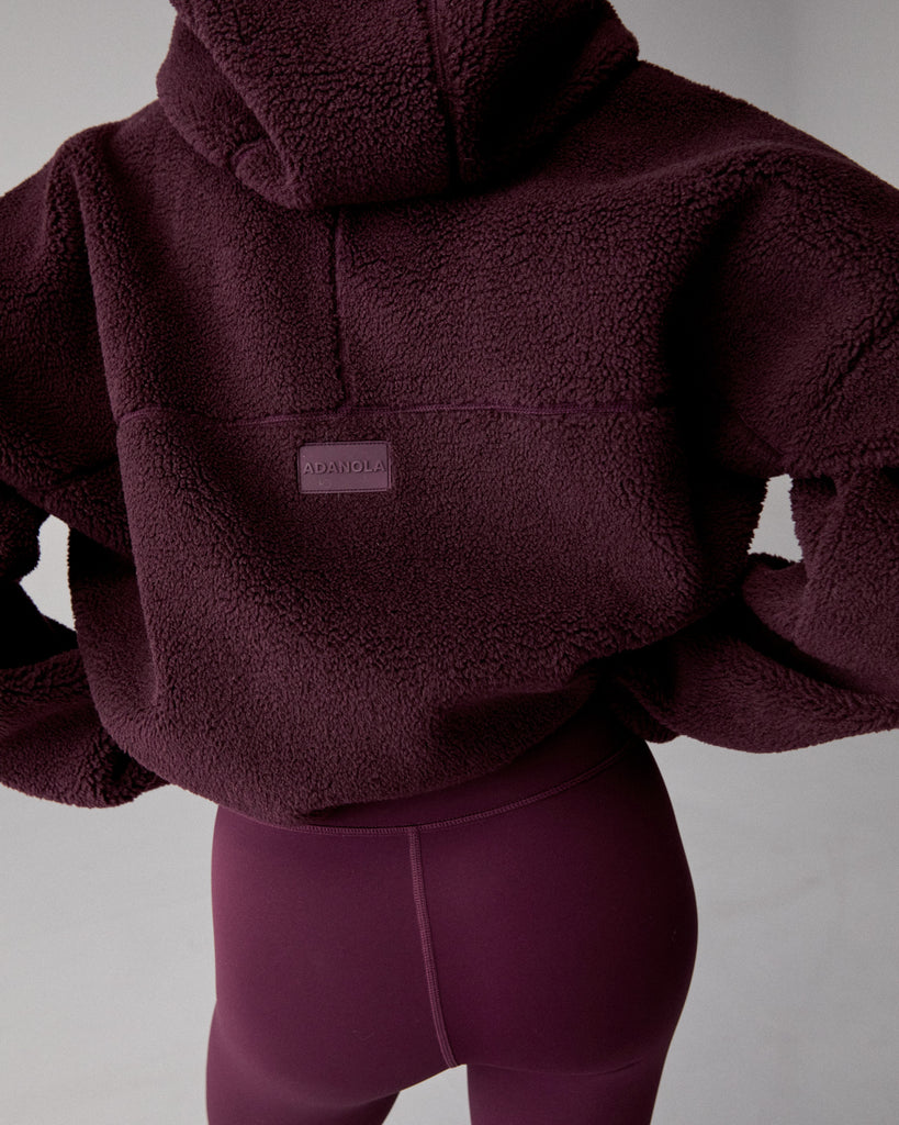 Hooded Borg Bomber Jacket - Dark Cherry