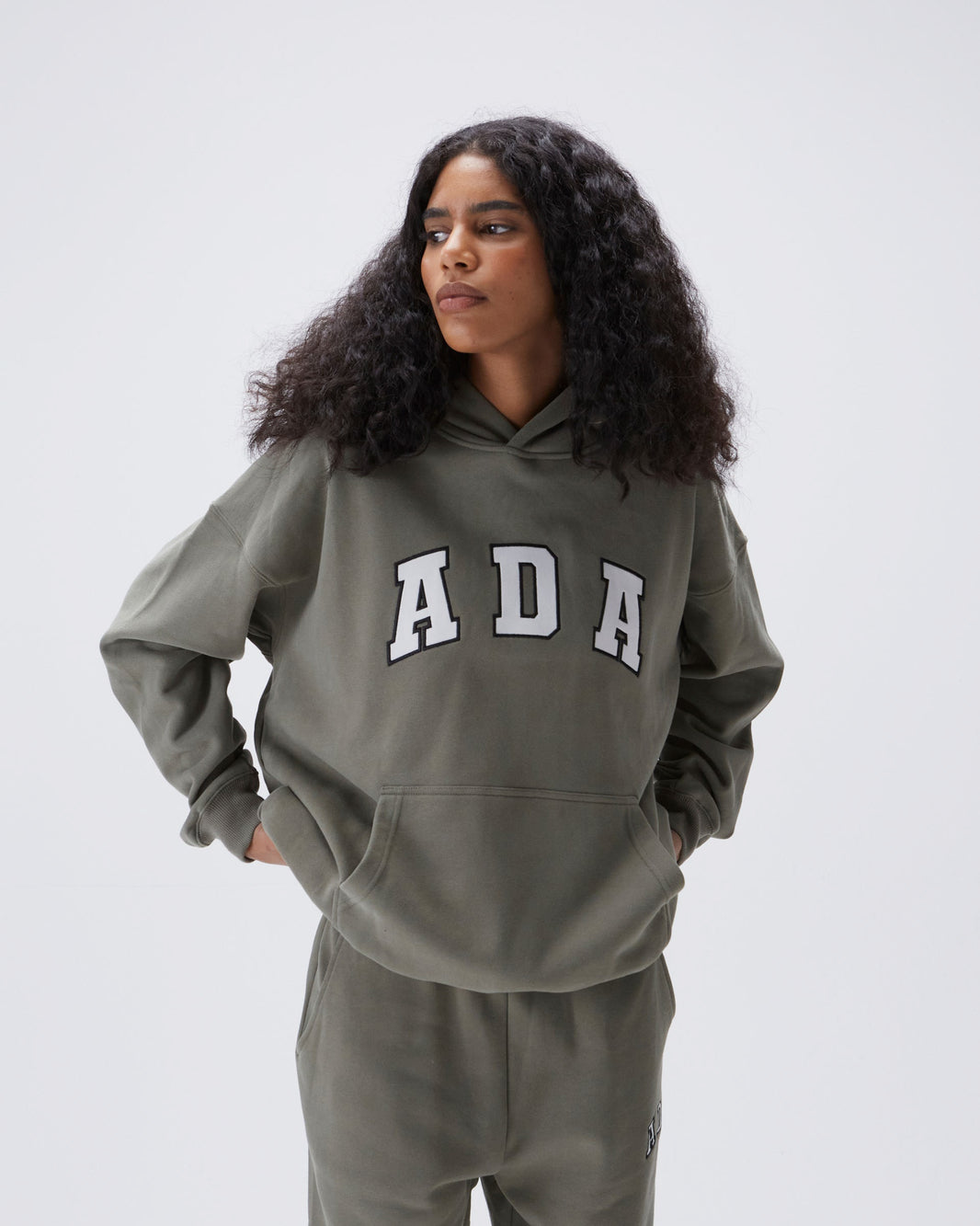 Women's Oversized 'ADA' Hoodie - Olive Green | Adanola