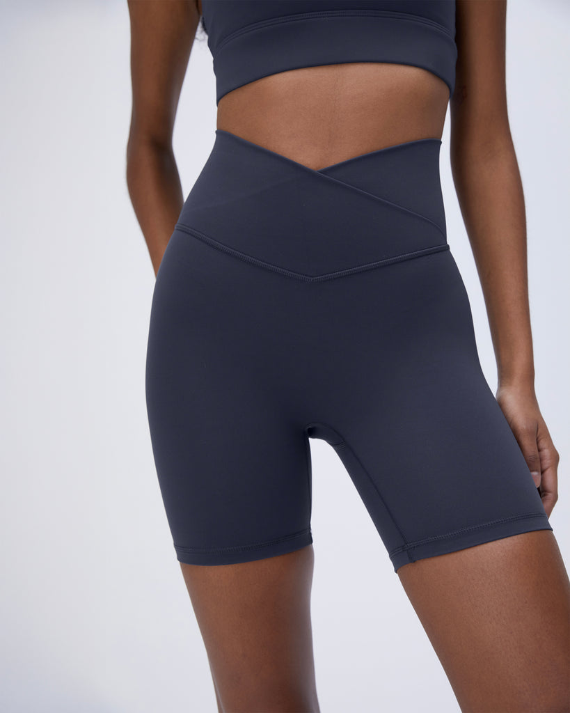 Ultimate Wrap Over Crop Shorts - Midnight Blue