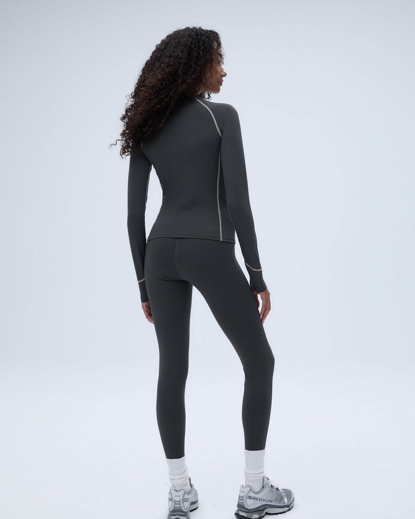 Ultimate Long Sleeve Seam Detail Top - Graphite Grey